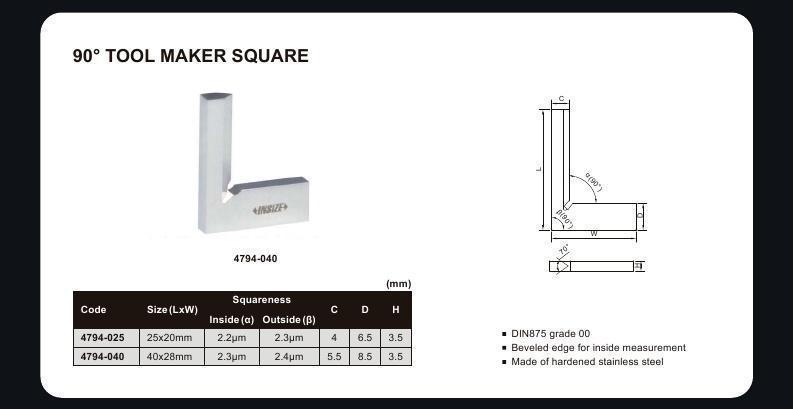 90° TOOL MAKER SQUARE (DIN875 grade 00) - P&A Engineering Supplies